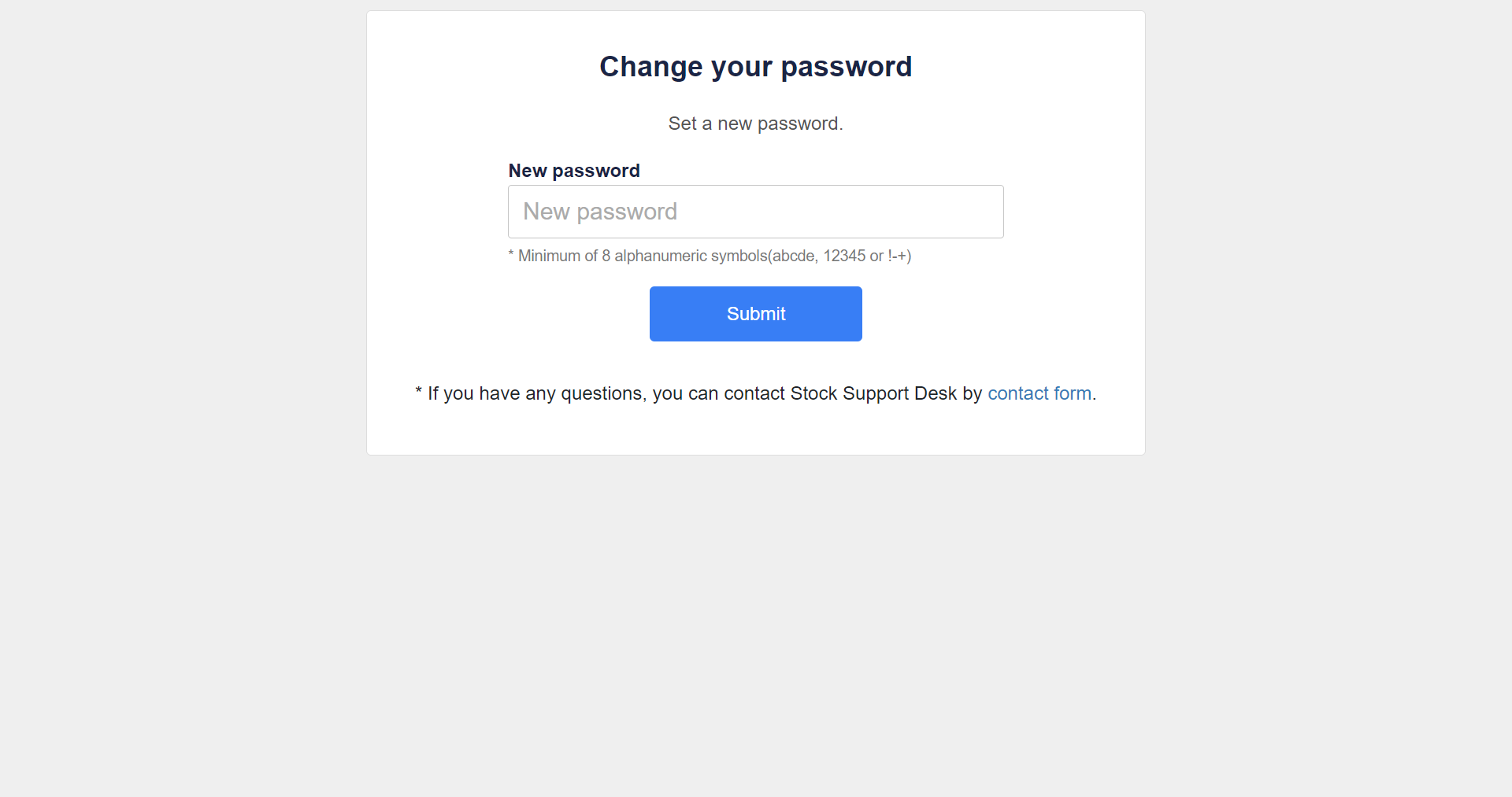 I can’t reset my password properly. | FAQ「Stock」