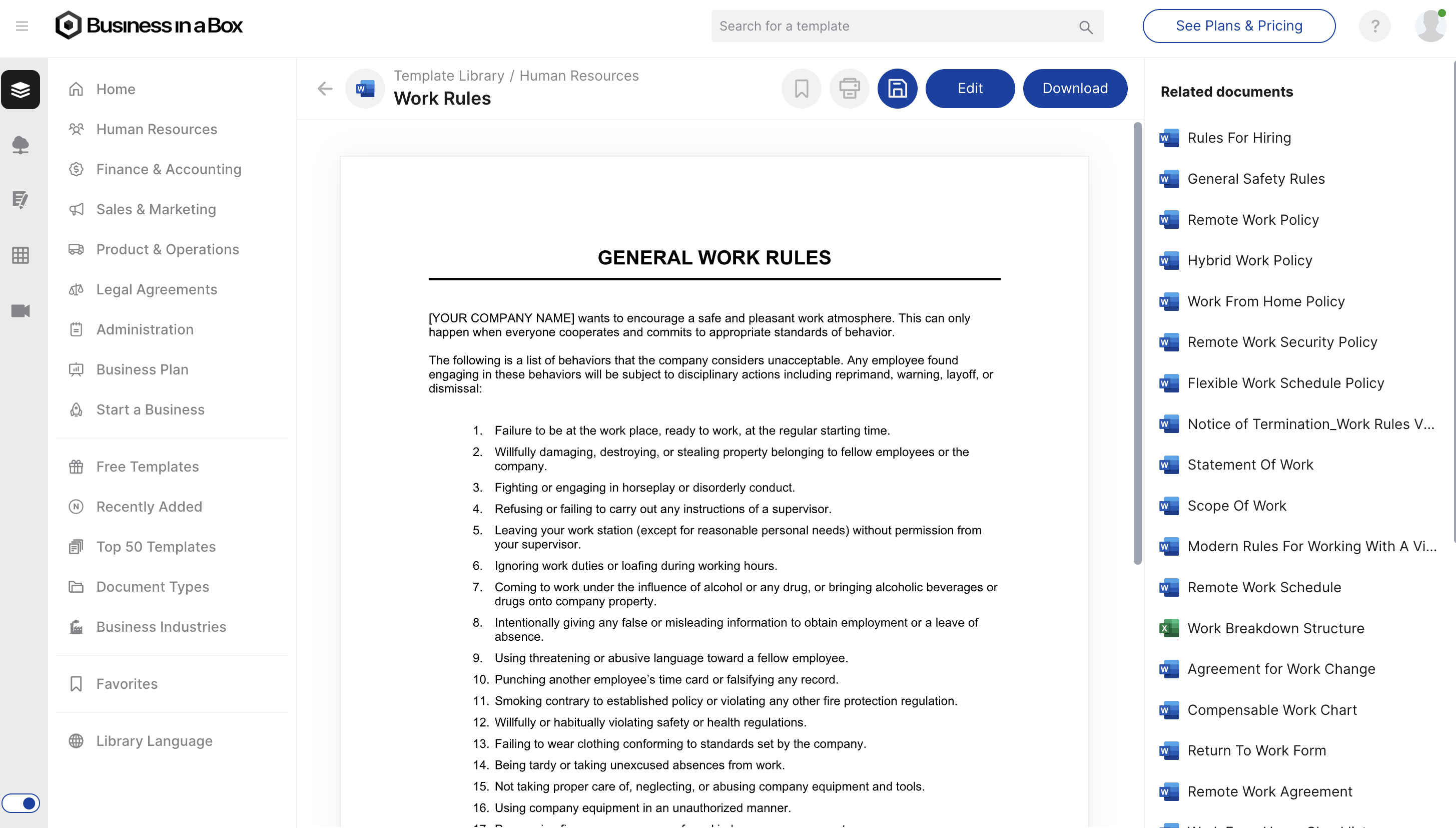 5 business rule templates and samples for employee handbook – Business ...