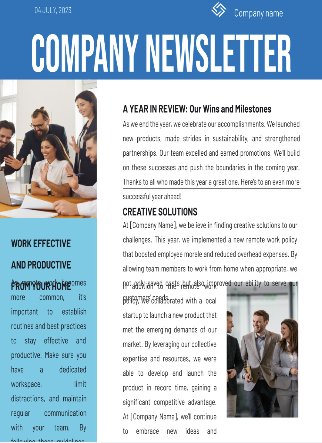 5 best company newsletter templates for free – Business Improvement and ...